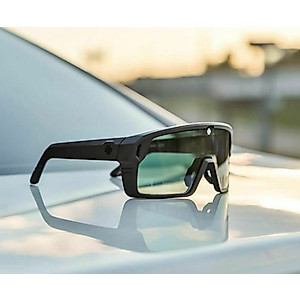 SPY Monolith Sunglasses Matte Black with Happy Gray Green Polar Black Spectra Mirror Lens