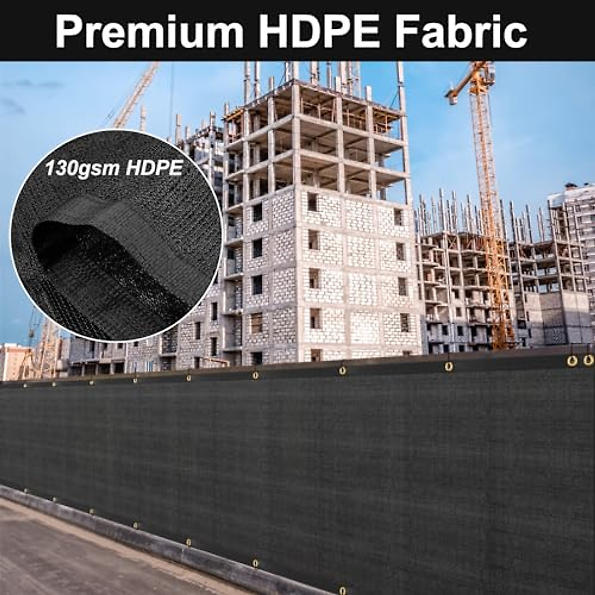 SPORTYOUTH 8ft x 50ft Privacy Screen Fence, Black Heavy Duty Windscreen Fencing Mesh Fabric Shade Cover with Brass Grommets for Outdoor Wall Garden Yard Backyard Patio Pool Deck Commercial