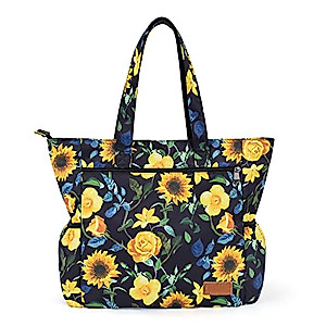 CLOUDMUSIC Shoulder Tote Bag For Women Fashion Multi-functional Bag Daily Shopping Travelling Sports Fitting Hiking(Sunflowers and Yellow Roses)