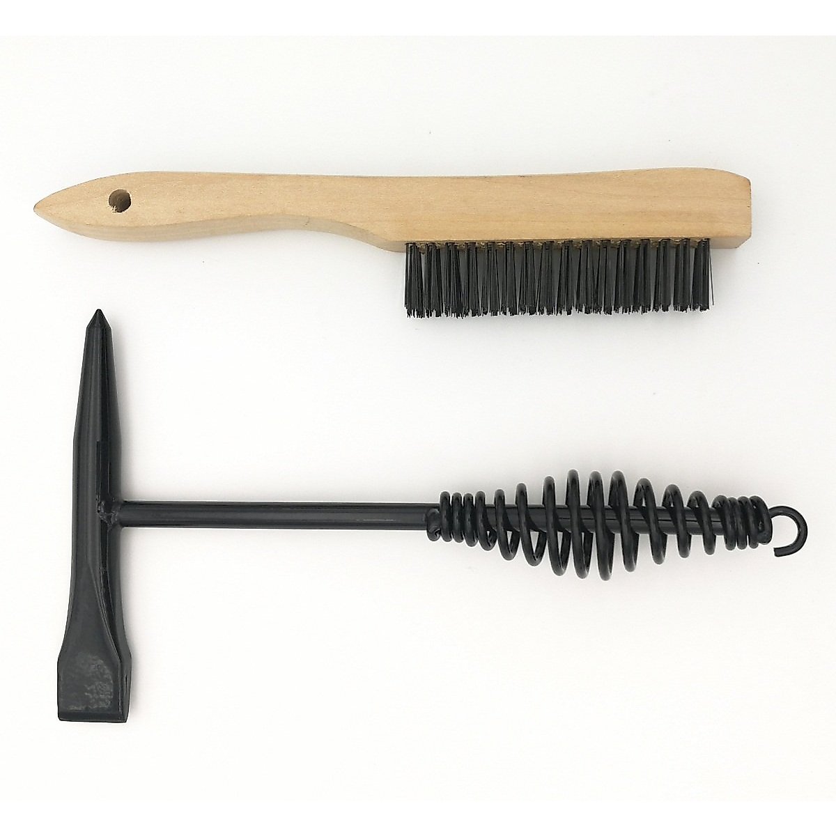 VASTOOLS Welding Chipping Hammer with Coil Spring Handle,10.5",Cone and Vertical Chisel/ 10" Wire Brush(Free), Black