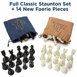 Faerie Chess - Play Classic Chess with New Pieces - Rediscover The Family Strategy Board Game - 32 Traditional Chess Pieces for Beginners, 28 Custom Pieces with New Rules for Advanced Play