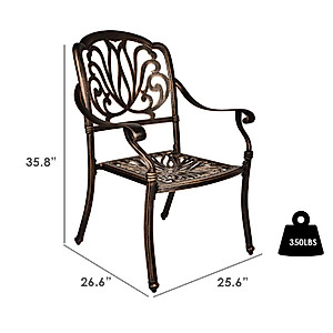 TITIMO 2 Piece Outdoor Bistro Dining Chair Set Cast Aluminum Dining Chairs for Patio Furniture Garden Deck Antique Bronze (Without Cushions)