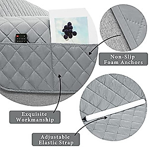 Yastouay Reversible Quilted Sofa Cover, Waterproof Couch Cover for 3 Cushion Couch Sofa, Washable Sofa Slipcover Furniture Protector with Non-Slip Foam and Elastic Strap for Dogs, Pets, Kids, Gray