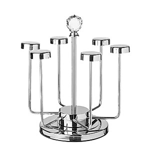 6 Cup Drying Rack Tea Cups Storage Rack Wine Glasses Holder Cup Holder Stainless Steel Drinking Glass Drainer Stand for Bar, Silver