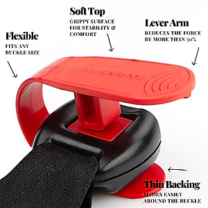 UnbuckleMe Car Seat Buckle Release Tool and Black Leather Wristlet Keychain and Credit Card Holder - Less Stress On The Go with Kids in Car Seats - As Seen on Shark Tank - Bundled Offer (Red)