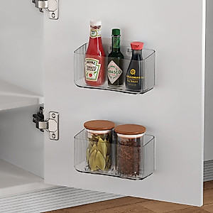 FavoThings 2 Pack Cabinet Door Organizers Plastic Wrap Holders for Kitchen Organizers, No drilling Wall Door Mount Kitchen Wrap Rack for Foil Wrap, Cling Wrap, and Food Bags, Clear