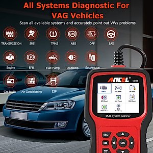 ANCEL VD700 with ANCEL Protective Case Storage Bag All System OBD2 Scanner with 8 Special Functions Fit for VAG Vehicles Diagnosis Code Reader