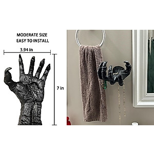 MBVBN Witch's Demon Hand Wall Hanging Statues,Gothic Halloween Decorations,Resin Retro Wall Art Mounted Hang Decoration for Living Room, Entrance Hall, Room or Outdoor Key Jewelry Holder (black)