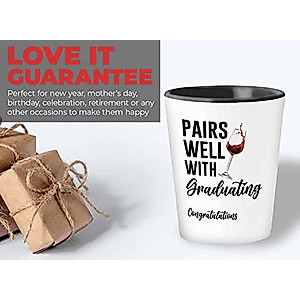 Bubble Hugs Wine Lover Shot Glass 1.5oz - Pairs Well With Graduating - Alcoholic Drinker Cocktail Wine Beer Graduation Savant School College