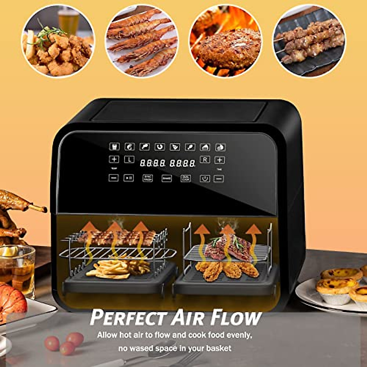 Dual Air Fryer Accessories Set of 6 for Ninja Foodi AF300UK, AF400UK, Instant Vortex, Tower T17088, Salter Dual Zone Deep Air Fryers 7.6L-9.6L