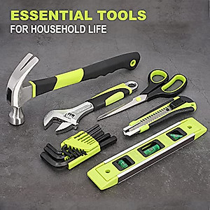 FASTPRO 232-Piece 20V Cordless Lithium-ion Drill Driver and Home Tool Set, Household Repairing Tool Kit with Drill, 12-Inch Wide Mouth Open Storage Tool Bag, Green