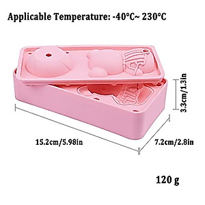 Bear and Rose Ice Cube Tray, 3D Ice Cubes Mold, Super Easy Release Stackable, Flexible Silicone Ice Cube Molds for Drink, Cocktails, Whiskey (Color : Green, Size : 4PCS)