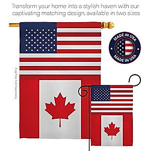 Americana Home & Garden Canada US Friendship Garden Flag Regional Nation International World Country Particular Area House Decoration Banner Small Yard Gift Double-Sided, Made in USA