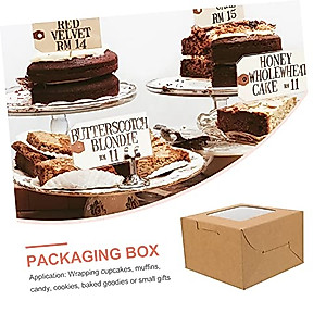SOLUSTRE 30pcs Packaging Boxes Cake Box Mini Cake Boxes Mini Cake Containers Mini Treat Boxes Christmas Eve Box Packaging Box with Window Cookie Exchange Boxes Kraft Paper Cake Case Biscuit