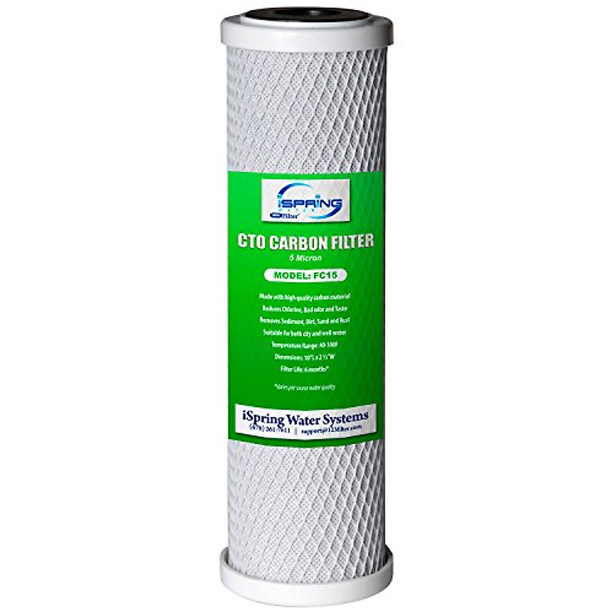 iSpring CKC1 Countertop Drinking Water Filtration System with Carbon Filter 2.5" x 10", White
