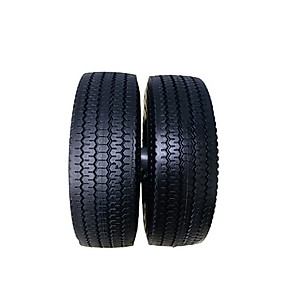 2 New 4.10/3.50-4" Solid Flat-Free Sawtooth Wheel w/Grease Fitting for Hand truck Dolly All Purpose Utility Cart, Offset Hub 2.25"-4.00", 5/8" Bearing installed w/Extra 3/4" Bearing