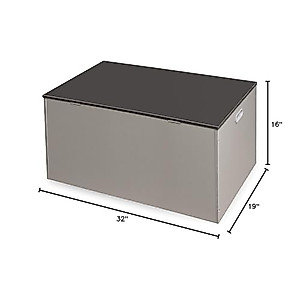 Badger Basket Flat-Top Toy Storage Chest in Grey with Charcoal Lid– Spacious, Safe Toy Box with Dual Safety Hinges and Anti-Pinch Slot