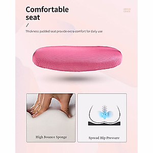 Home Office Chair Mid Back PC Swivel Lumbar Support Adjustable Desk Task Computer Ergonomic Comfortable Mesh Chair with Armrest (Pink)