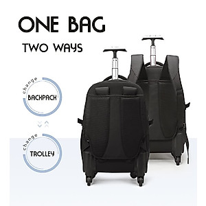 AOPMGOE AOKING 20/22″Water Resistant Rolling Wheeled Backpack Laptop Compartment Bag(22 inch, Black)