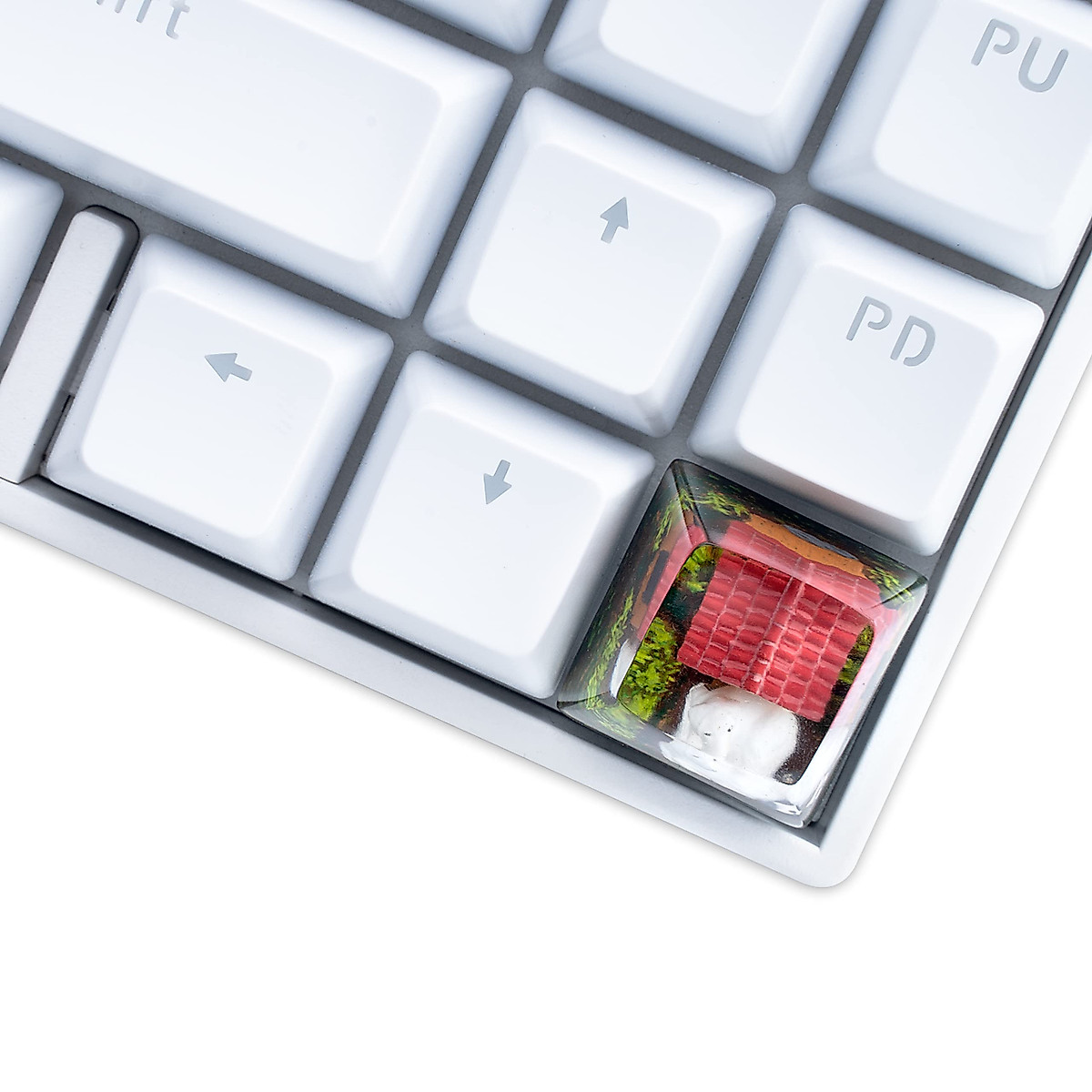 Ocean Key Artisan Keycaps for DIY Replacement Handmade Resin Keycaps Dog House Handmade Resin Keycaps for Switch Gaming, Cherry MX Mechanical Keyboards (Red)