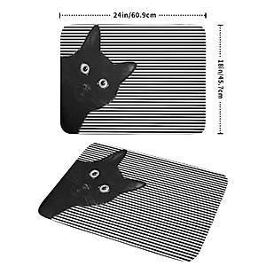 Black Cat Dish Drying Mat Classic Striped Dishes Pad Hanging Drainer Rack Mats Absorbent Fast Dry Kitchen Accessories 18 x 24 inch