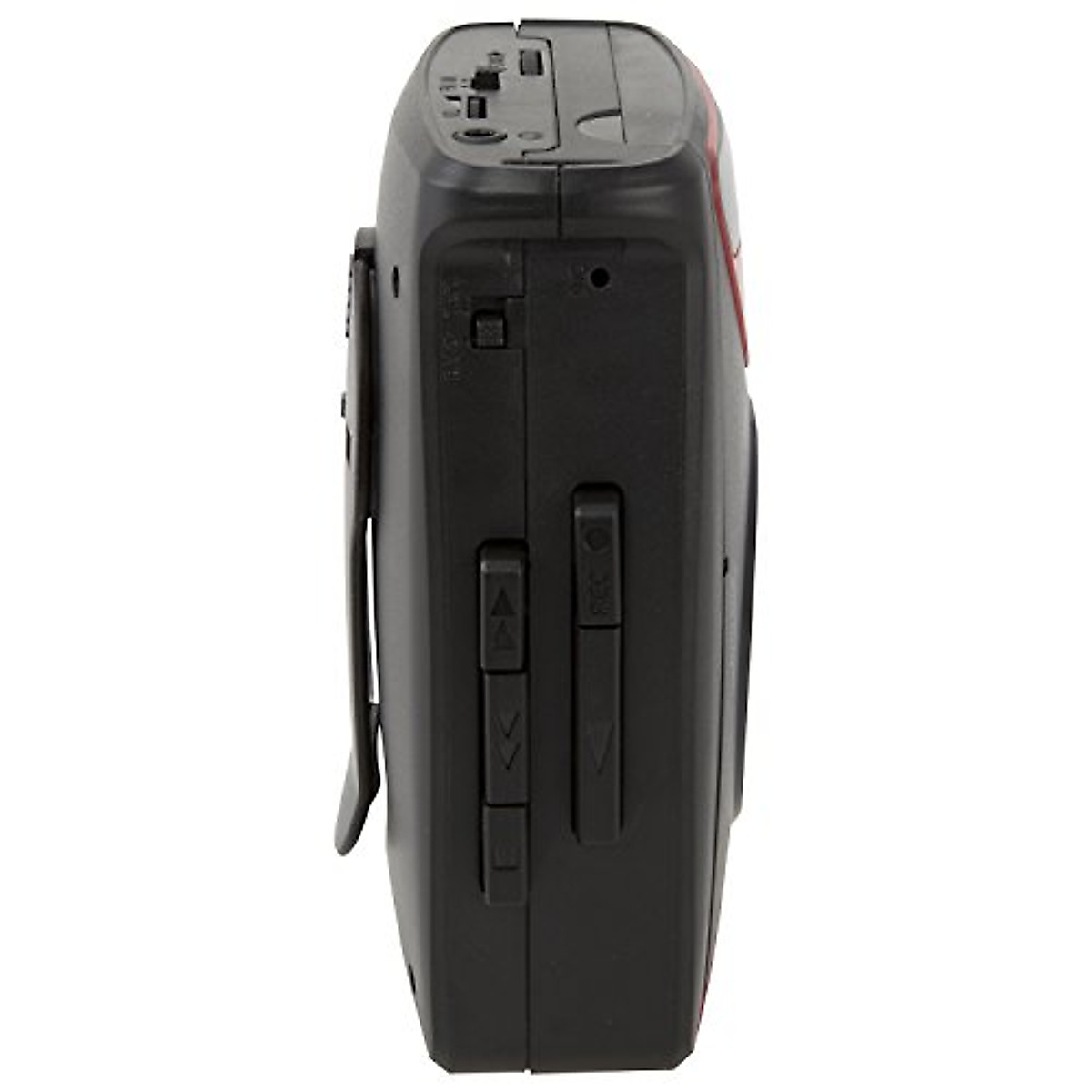 GPX Portable Cassette Player, 3.54 x 1.57 x 4.72 Inches, Requires 2 AA Batteries - Not Included, Red/Black (CAS337B) Black/Red
