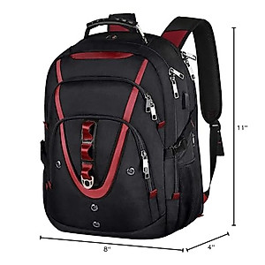 18.4 Inch Laptops Backpack, 55-60L Extra Large Travel Laptop Backpack with USB Charging Port, TSA Friendly Flight Approved and RFID Anti-Theft Pocket, Water Resistant Suiltable for Large Gaming Laptop