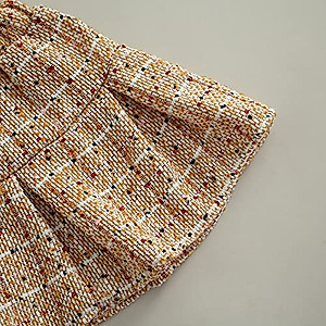 Santikisler Kids Toddler Skirt Outfits Baby Girl Long Sleeve Blouse Tweed Vest Tartan Plaid Skirt Set 3 Piece Fall Winter (White Plaid, 2-3T)