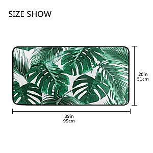 Palm Tree Kitchen Runner Rug Non Slip Area Mat Bath Rugs for Bathroom Indoor Carpet Doormat Floor Dirt Trapper Mats Shoes Scraper 39"x 20"