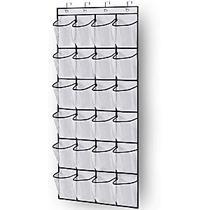 MISSLO 30 Large Pockets Dual Sided Hanging Shoe Organizer for Closet and 24 Large Mesh Pockets Door Shoe Organizer