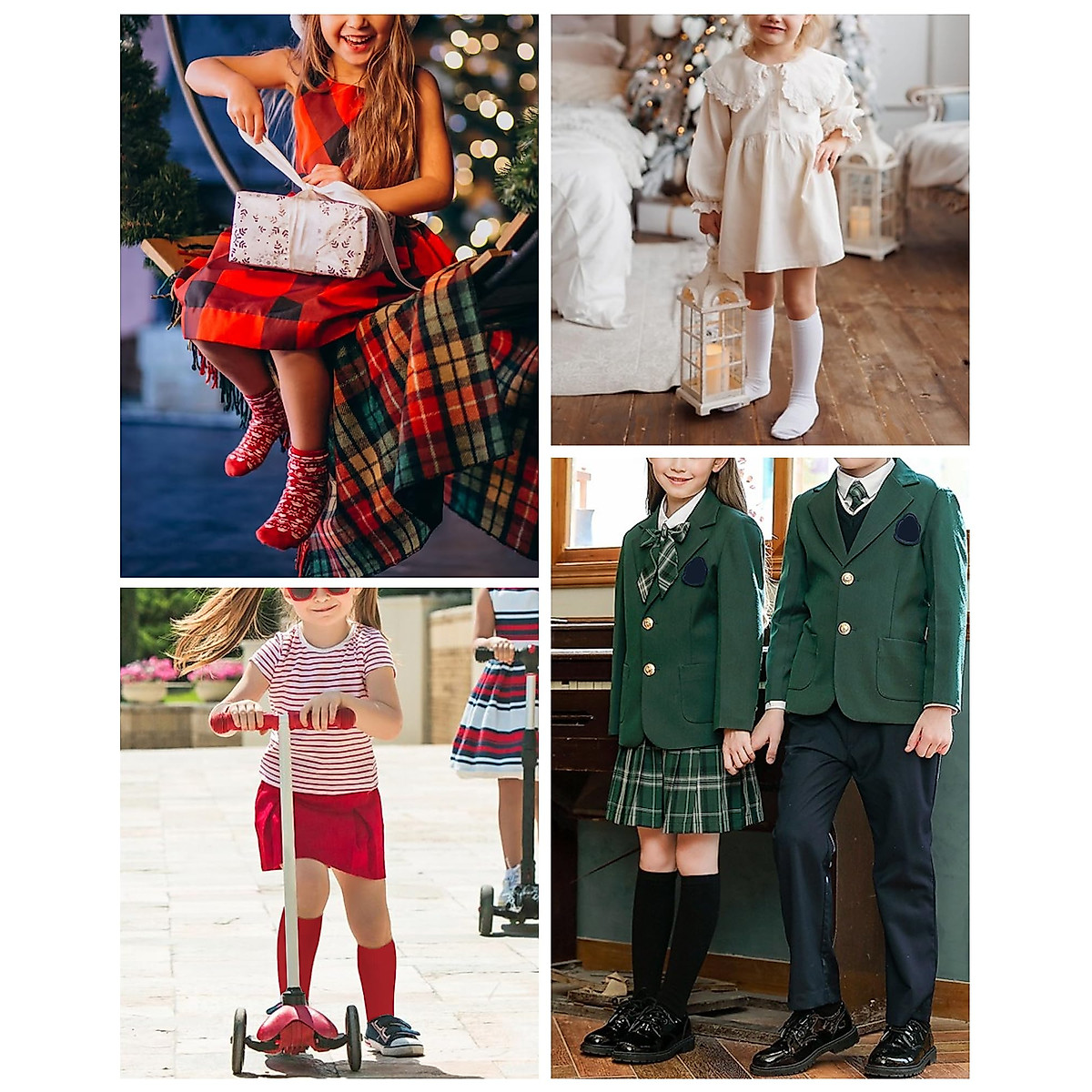 BOOPH Kids Socks Knee High Socks Boys Girls School Uniform Socks 3-5T Green