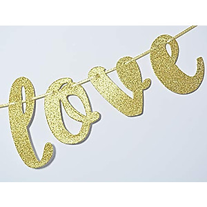 Cheers to Love Banner Hanging Garland for Bachelorette, Engagement or Wedding Party Decorations Bridal Shower Photo Prop Sign (Gold Glitter)