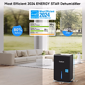 Gasbye 4500 Sq. Ft. Energy Star Dehumidifier for Basement with Drain Hose, Max 115 Pints/Day Dehumidifier for Large Room, Powerful Humidity Control, Easy Drainage, Auto-restart, Black