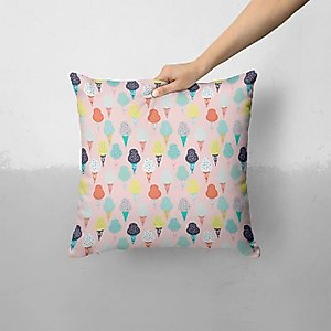 iiRov The All Over Pink Ice Cream Cone Pattern - Custom Decorative Home Decor Indoor or Outdoor Throw Pillow Cover for Sofa, Bed or Couch Cushion (Pillow CASE Cover ONLY)
