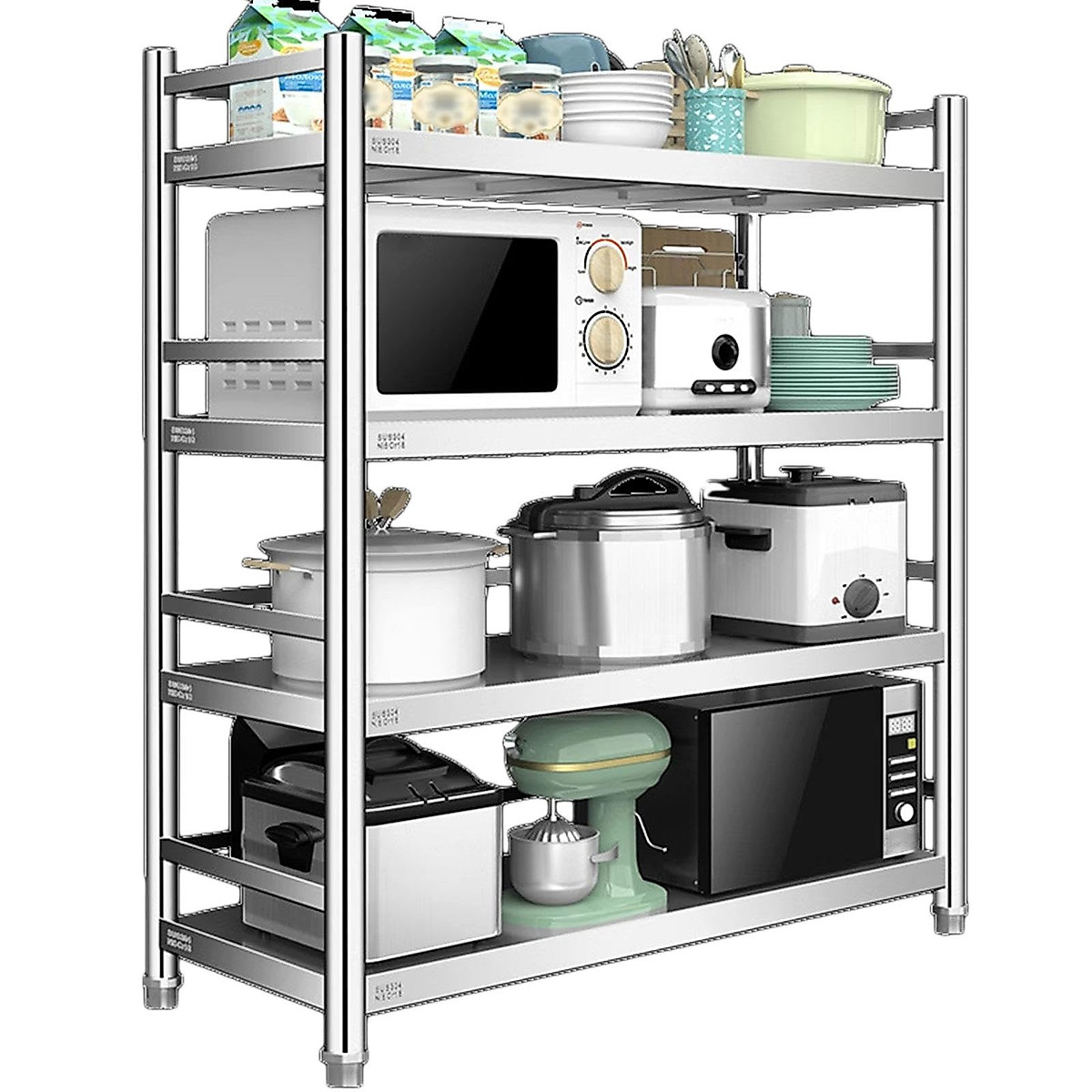 YEDECOR 4-Shelf Heavy Duty Storage Shelving Unit Stainless Steel Organizer Rack Free Standing Storage Shelf for Laundry Bathroom Kitchen Pantry, Silver,35.4" Lx15.8 Wx59.1 H