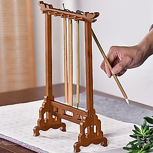 Cabilock 1 pcs Vintage Simple Bamboo Brush Hanging Pen Holder Creative Pen Rest for Students (Dragon Bamboo Brush Hanging)