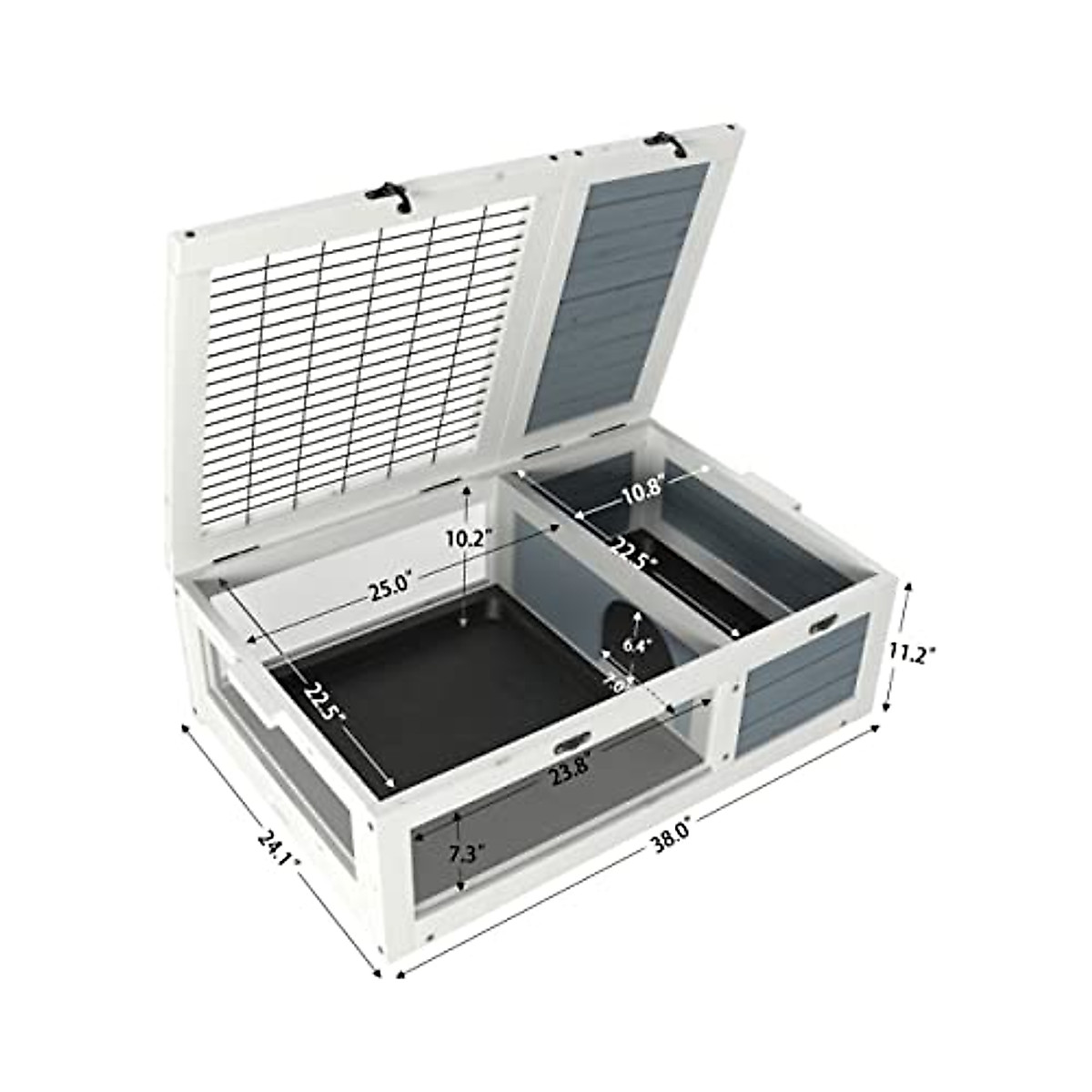 GDLF Wood Tortoise House Indoor Turtle Habitat Reptile Cage Removable Waterproof Tray (Grey &White)