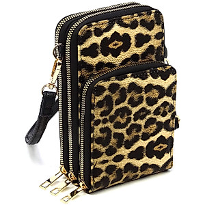 MIZUBA Small Crossbody Cell Phone Purse Mini Messenger Shoulder Bag Crossbody Wallet with Credit Card Slots (A-Leopard)