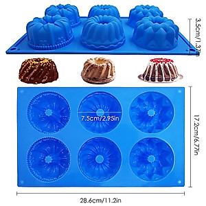 SAGOOITS 2 Packs Silicone Mini Fluted Cake Pans, Doughnut Maker Silicone Baking Tray Cupcake Muffin Molds, Mini Tube Cake Baking Pan (Pink, Blue)