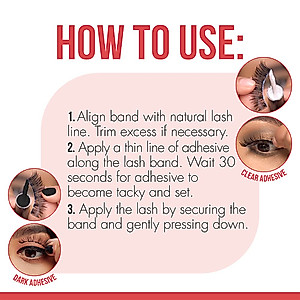 DUO Adhesives 2-in-1 Brush On Clear & Dark Adhesive, Dual-Ended Two Color Choice False Eyelash Adhesive Solution for Strip Lashes, 0.18 oz 1-Pack