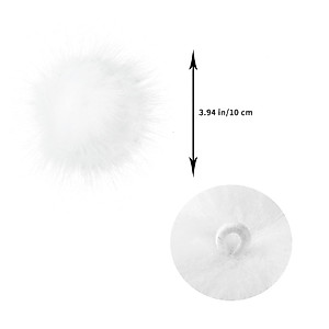 12 Pieces Christmas White Faux Fur Pom Pom Balls Fur Fluffy Pompom Ball with Elastic Loop for Hats Shoes Scarves Gloves Scarves Bag Key Chain Charms Accessories(White)