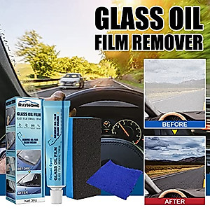30g Car Glass Oil Film Cleaner Safety and Long-term Protection Glass Oil Film Remover for Car Waterproof Glass Film Removal Cream Powerful Car Glass Cleaner with Sponge B