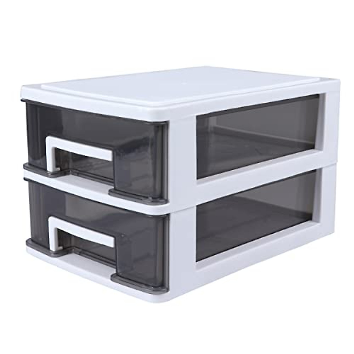 CLISPEED Plastic 2- Drawer Desktop Organizer Stackable Storage Drawers Dresser Storage Container Case Multi- Bin Storage Rack for Office Bedroom Bathroom Black