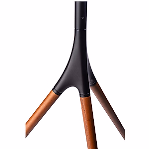 Displays2go 43”- 65” Tripod Easel Artistic TV Stand, 180° Swivel – Black/Walnut (ARTTV65B)