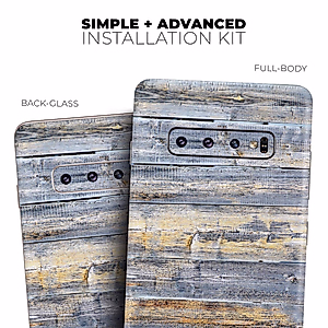 DesignSkinz Vintage Wooden Planks with Yellow Paint Protective Vinyl Decal Wrap Skin Cover Compatible with The Samsung Galaxy S20 (Screen Trim & Back Glass Skin)