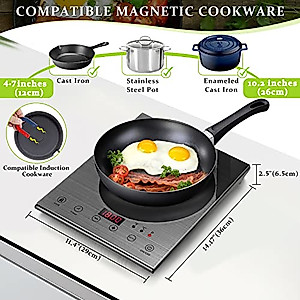 Portable Induction Cooktop, KXITGSIMRE 1800W Electric Induction Burner Cooktop with Child Safty Lock, 17 Power Levels 21 Temperature Setting, 3 Hours Timer