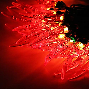 BeHiller 23FT 50LED Garden Solar Christmas Lights Outdoor, Red Chili Pepper String Lights-Waterproof LED Kitchen Christmas Solar Decorative Lights for Tree, Lawn, Patio, Yard, Home, Party, Porch Decor