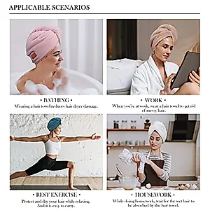 YoulerTex Microfiber Hair Towel Wrap for Women, 2 Pack 10 inch X 26 inch, Super Absorbent Quick Dry Hair Turban for Drying Curly, Long & Thick Hair (Pink)