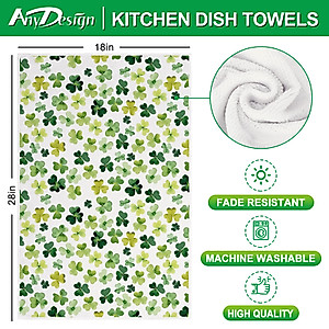 AnyDesign St. Patrick's Day Kitchen Towel 18 x 28 Inch Watercolor Lucky Shamrock Dish Towel Hand Drying Tea Towel for Cooking Baking Cleaning Wipes, Set of 2