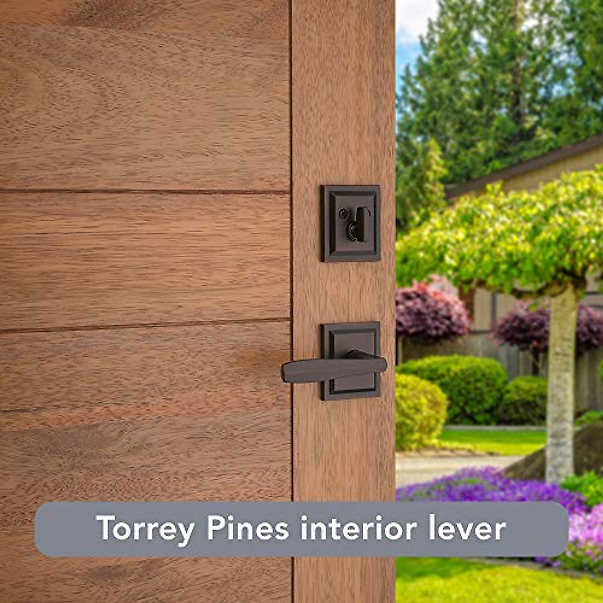 Baldwin Torrey Pines, Front Entry Handleset with Interior Lever, Featuring SmartKey Deadbolt Re-Key Technology and Microban Protection, in Venetian Bronze
